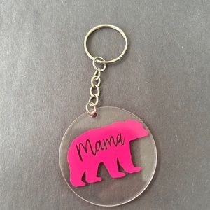 Accessories | Handmade Pink Mama Bear Round Acrylic Keychain | Poshmark